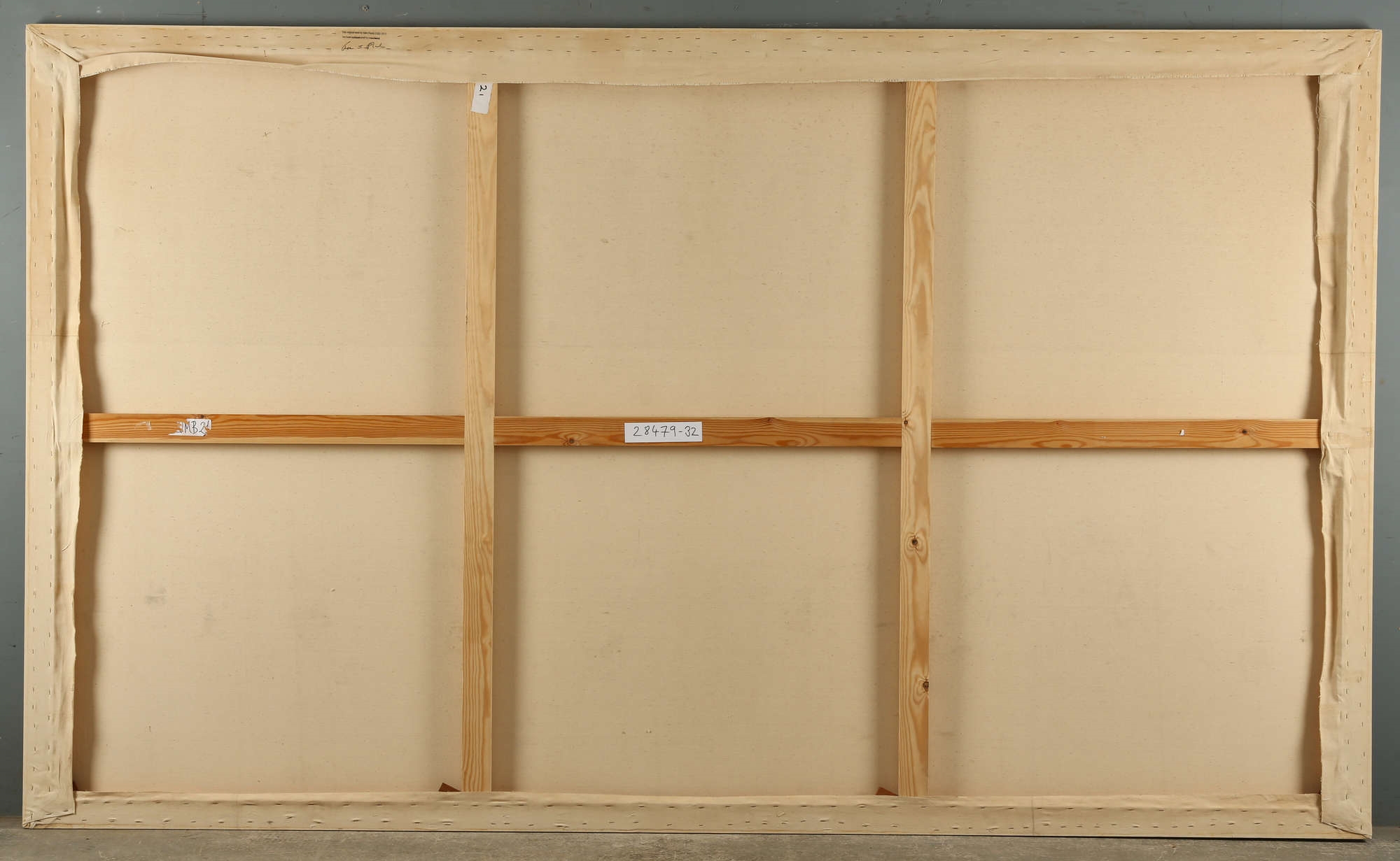 John Plumb | large blue canvas with yellow and orange squares | MutualArt