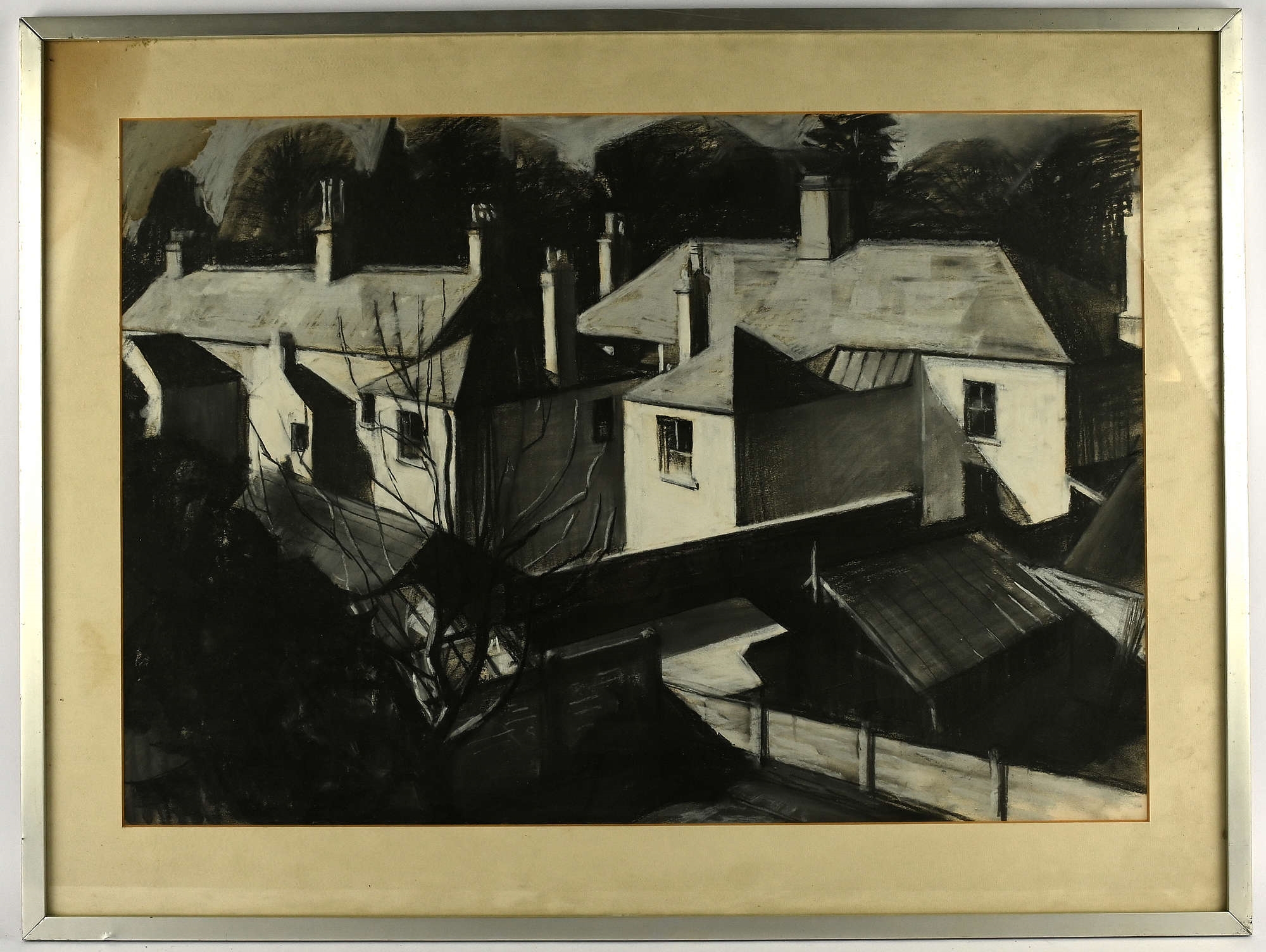 Plumb John | a charcoal and chalk study of buildings (1976) | Compare ...