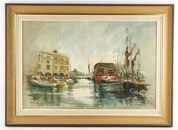 Ben Maile | a collection of three oil on canvas painting, boats moored ...