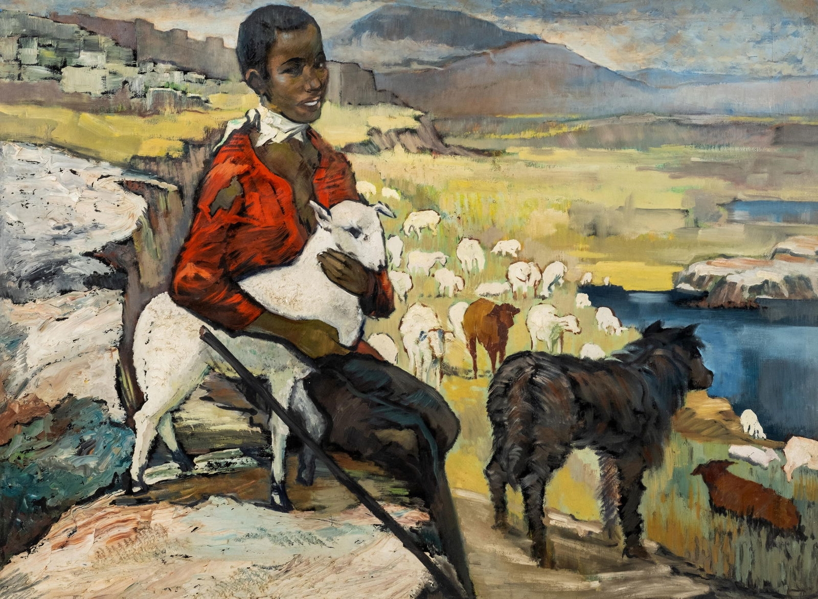 Jacques Majorelle | Oil Painting of Shepherd with Flock and Dog (Circa ...