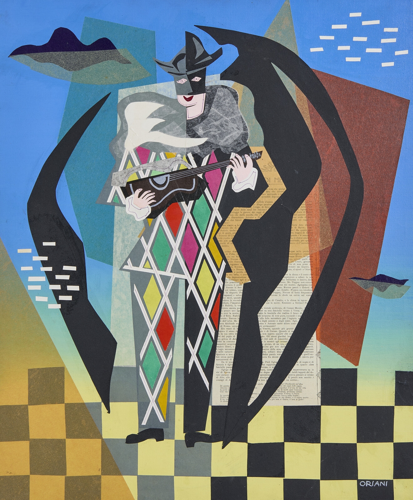Pippo Oriani | ARLECCHINO CHE SUONA LA CHITARRA | MutualArt