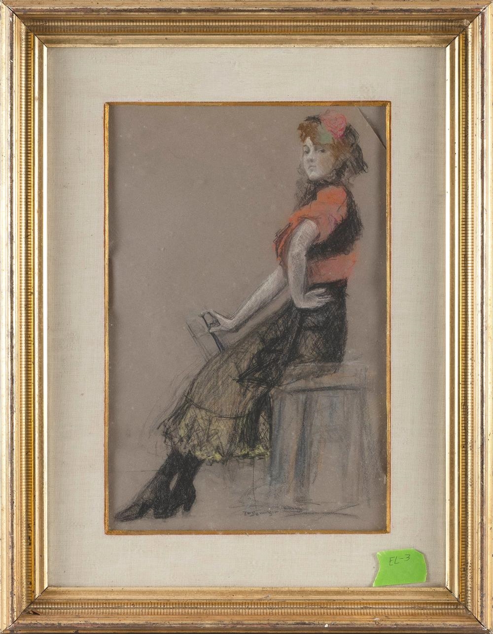 Thomas Wilmer Dewing | Portrait of a seated young woman wearing a red ...