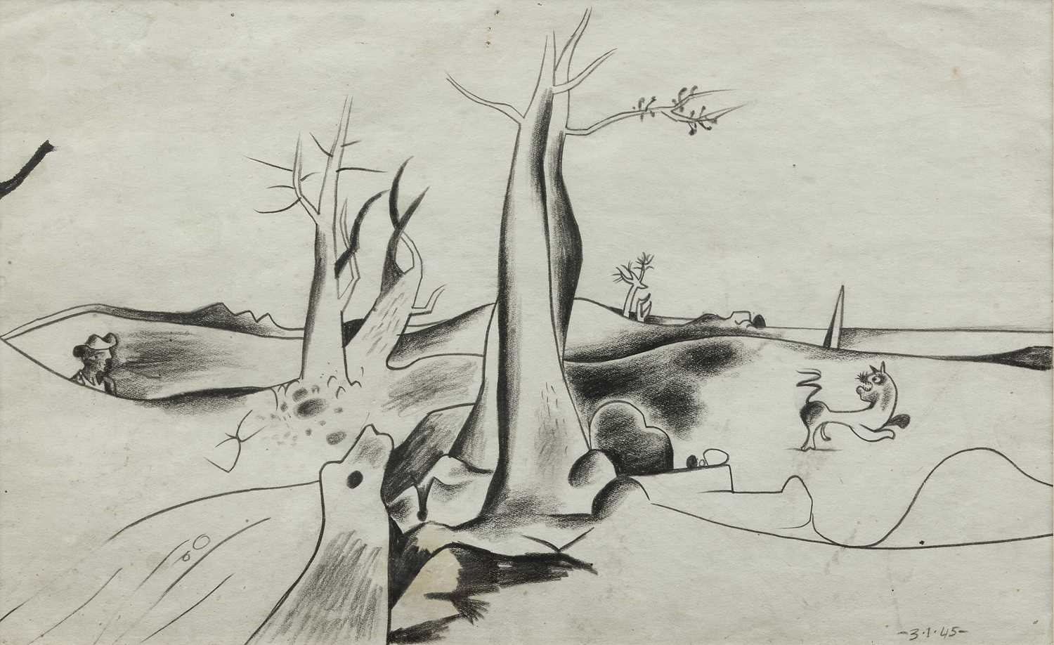John Craxton | LANDSCAPE WITH FIGURE (45) | MutualArt