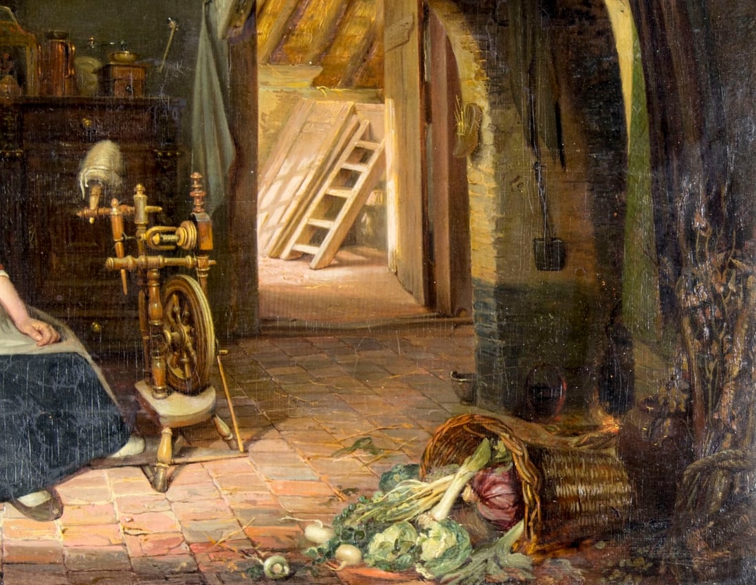 M.J. de Prins | Inteior Scene with Mother and Child | MutualArt