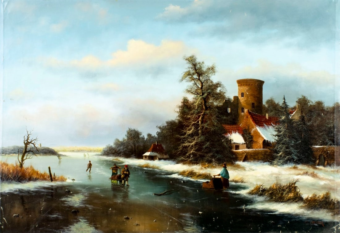 G Lechner | Winter Village Landscape | MutualArt