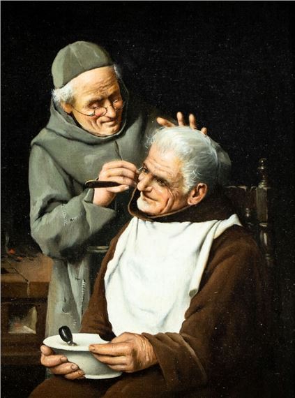 European School, 19th Century | Monk Shaving (19th Century) | MutualArt