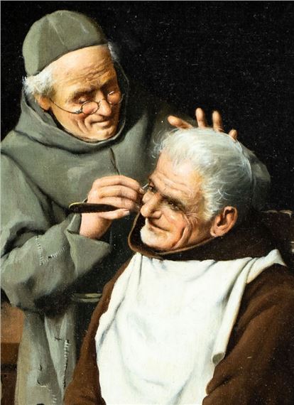 European School, 19th Century | Monk Shaving (19th Century) | MutualArt