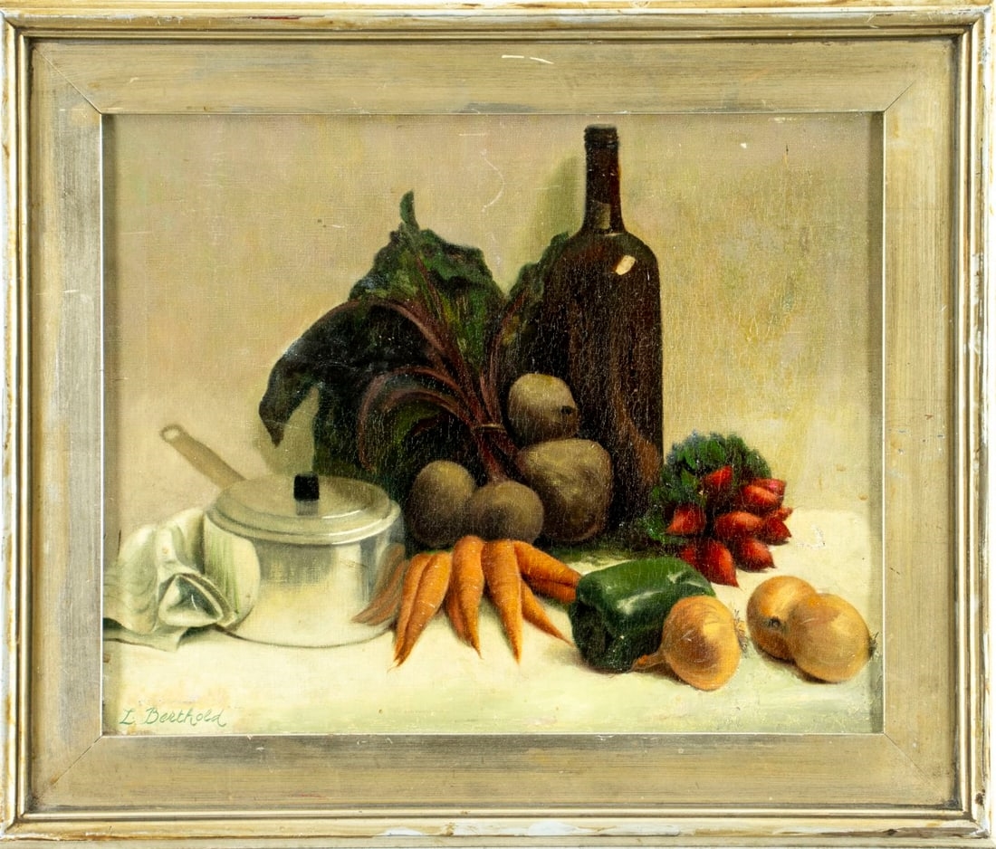 L Berthold | Still Life with Bottle and Vegetables (Early 20th Century ...