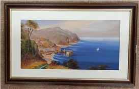 Morris Garman | A 20th Century Gouache of an Italian Coastal scene ...