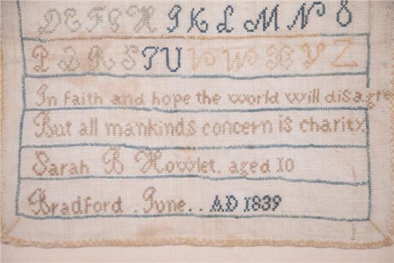 Sarah B. Howlet | ENGLISH NEEDLEWORK SAMPLER (1839) | MutualArt
