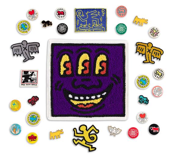 Haring Keith | Group of pins, badges, and patches from the Pop Shop ...