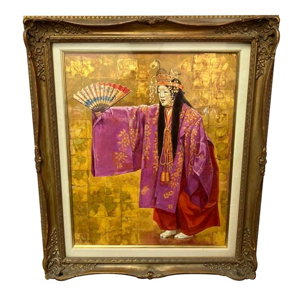 Yasuo Takada | Kurokawa Noh Mask Oil Painting | MutualArt