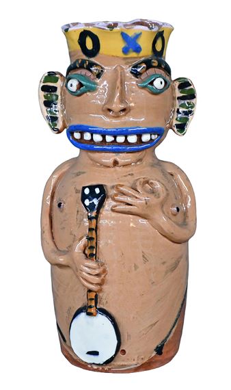 Carl Block | Banjo Playing Figural Jug | MutualArt