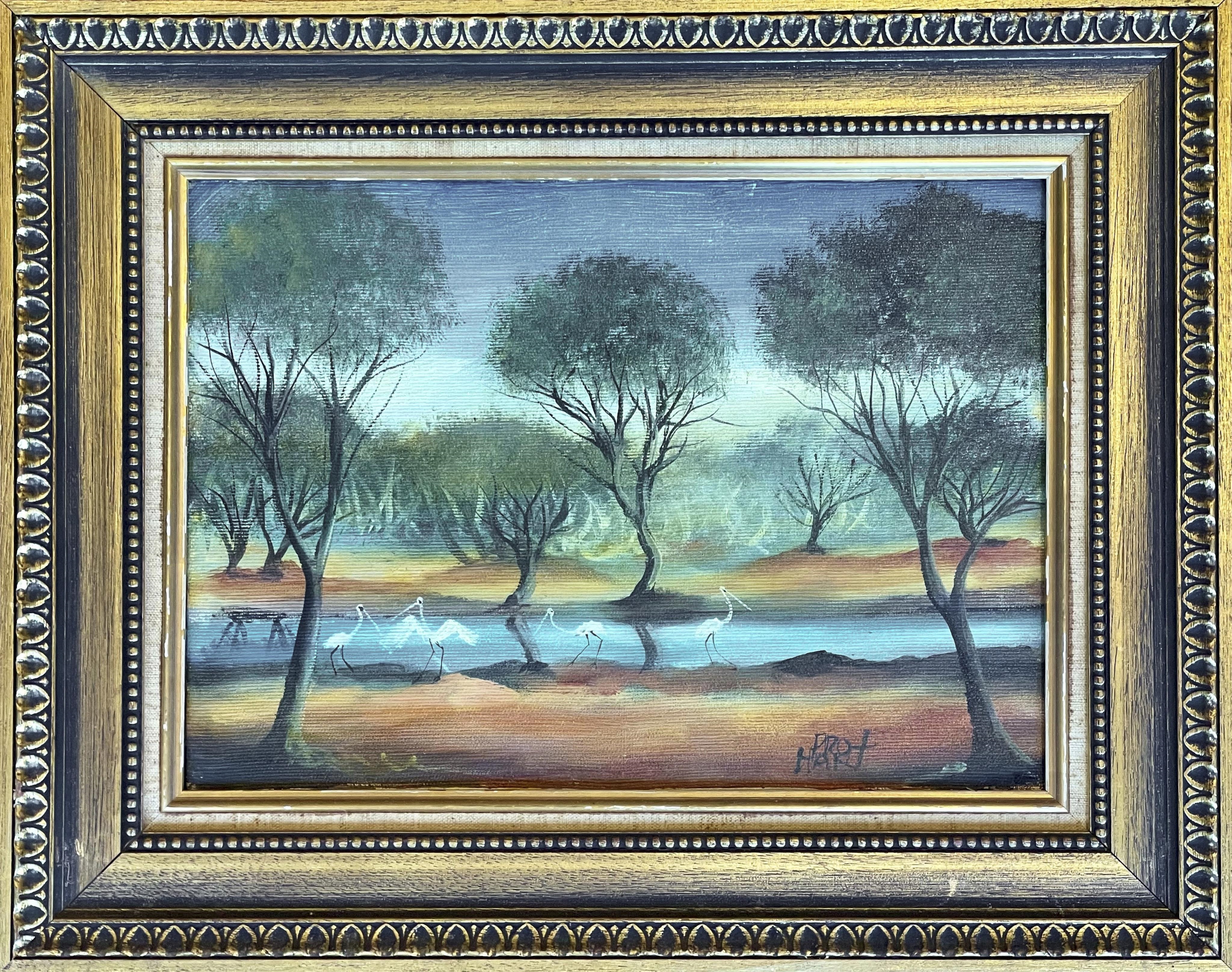 Kevin Charles Hart | Landscape with Brolgas | MutualArt