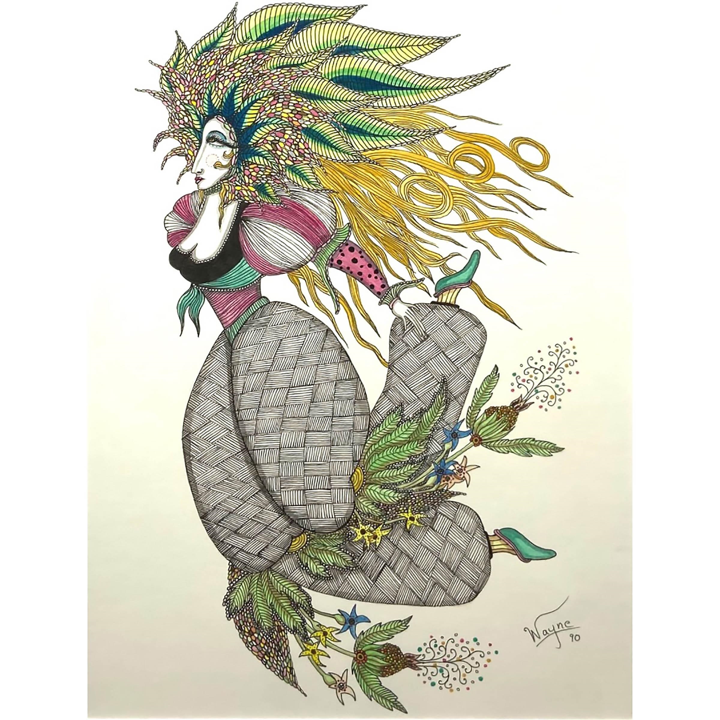 Toller Cranston | UNTITLED (LEAPING FIGURE IN COSTUME (1990) | MutualArt