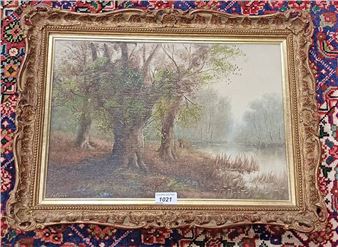 George Edward Collins | figure observing lake | MutualArt