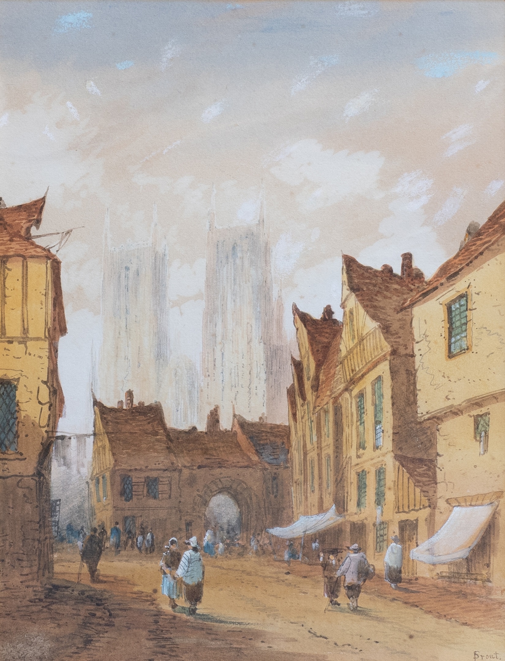Samuel Prout | Street scene with cathedral | MutualArt