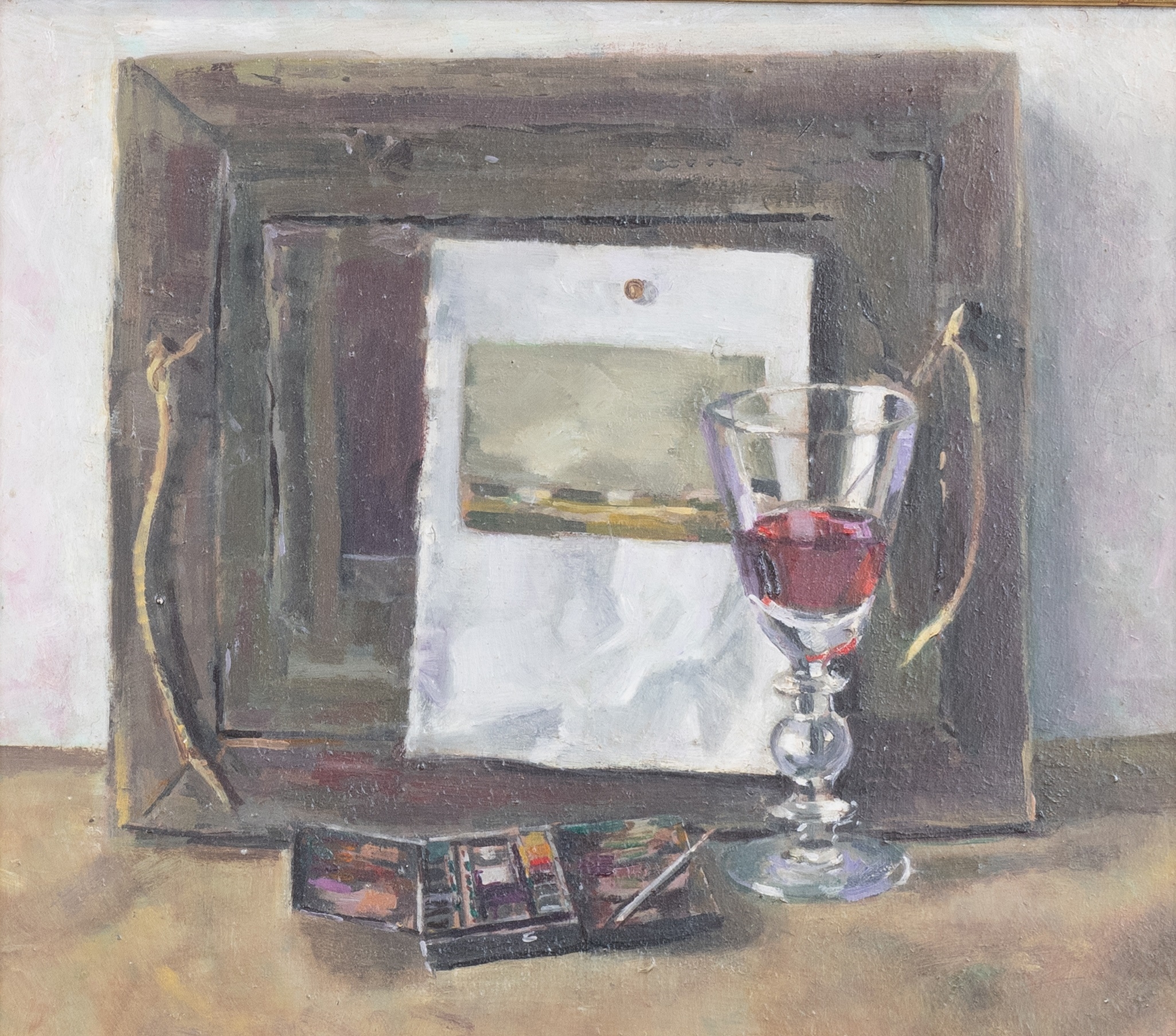 Christopher Robinson | Still life of a painting and a glass of wine ...