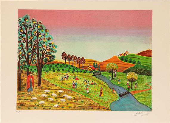 Annette Codagnone | The shepherd and his sheep | MutualArt