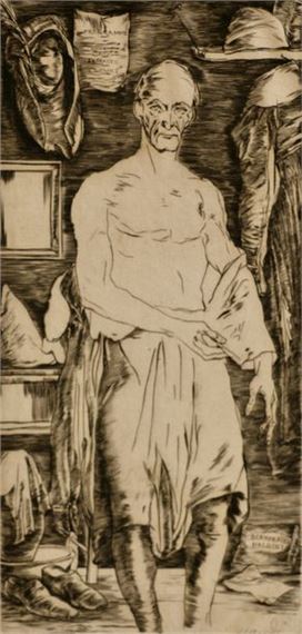 Bernard P. Naudin | The old clown dressing (1920) | MutualArt