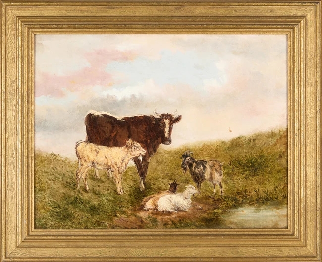 Constant Troyon | A landscape with cattle and goats | MutualArt