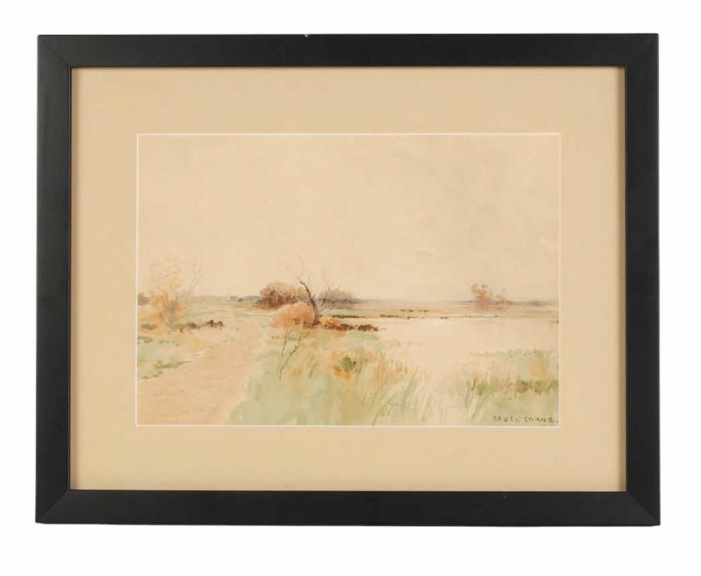 Bruce Crane | Lakeside Watercolor Painting | MutualArt