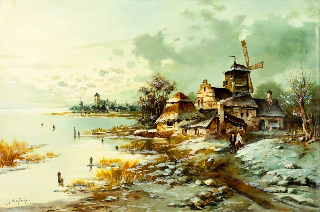 Scalvini | Winter Village Landscape | MutualArt