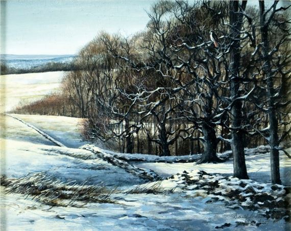 Donald Jordan Waters | Winter Forest Landscape with Red Tailed Hawk ...