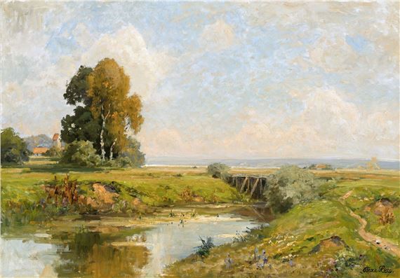 Oskar Leu | Landschaft bei Dachau | MutualArt