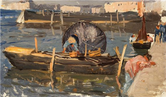 Manuel Wielandt | Fischer im Hafen | MutualArt
