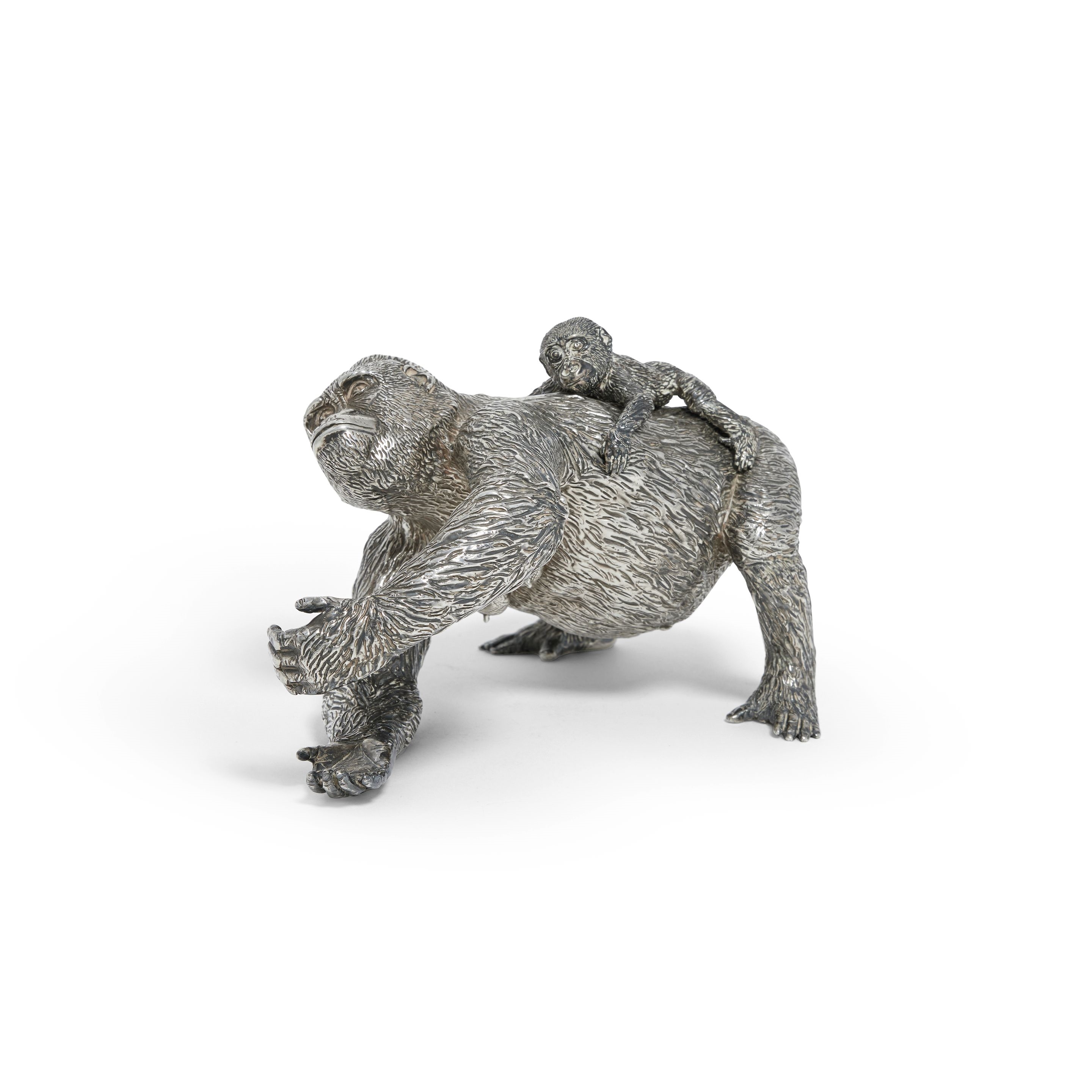 Patrick Mavros | A silver female gorilla and baby (2001) | MutualArt