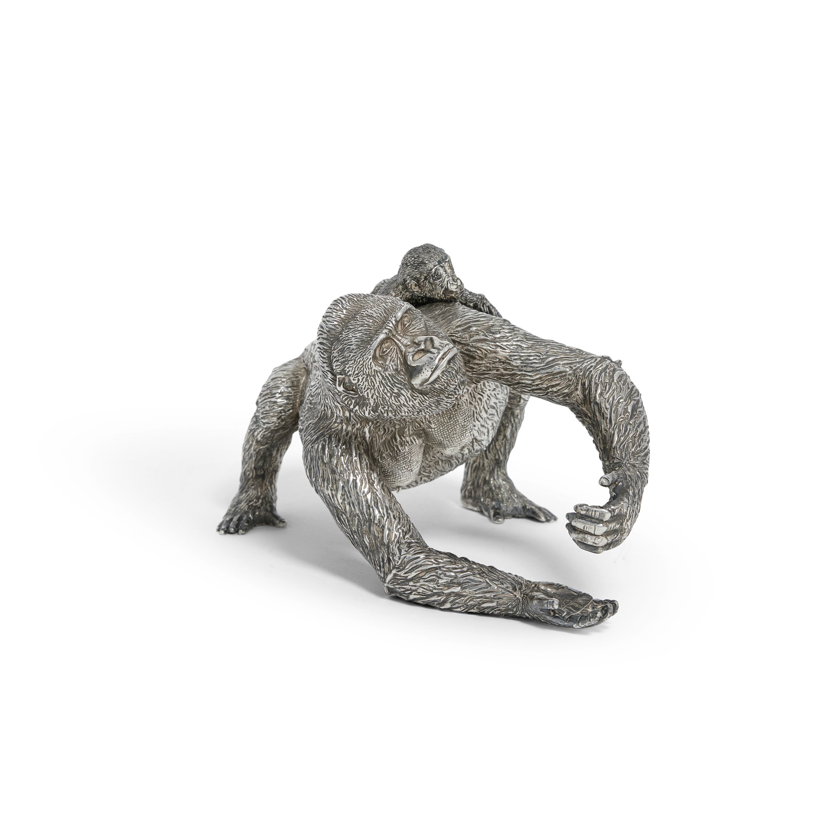 Patrick Mavros | A silver female gorilla and baby (2001) | MutualArt