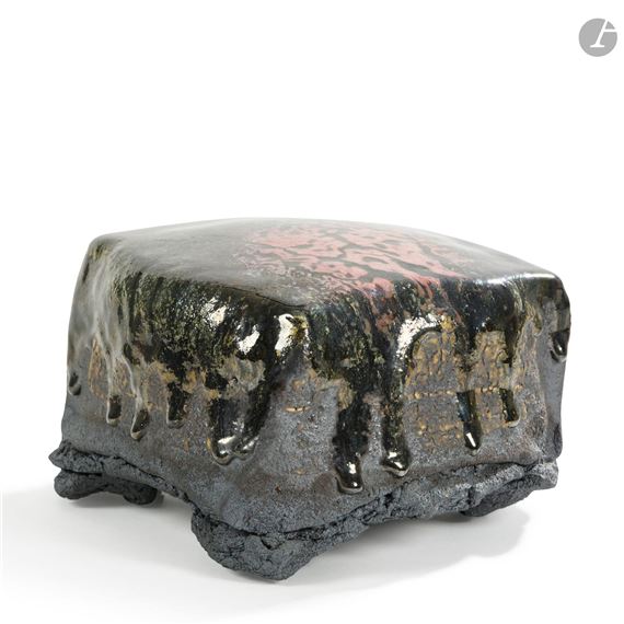 Agathe Larpent | Floating cinnabar paving stone Sculpture | MutualArt
