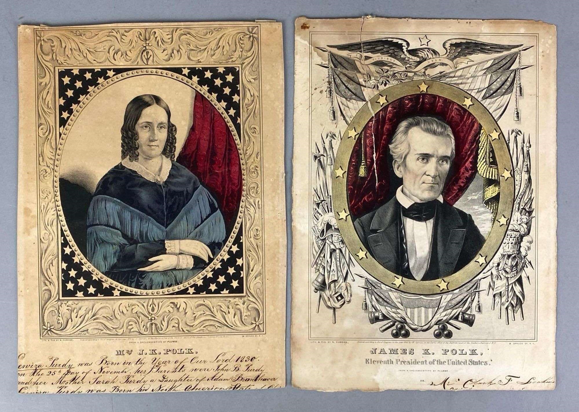Nathaniel Currier | Mr and Mrs Polk Lithographs (1846) | MutualArt