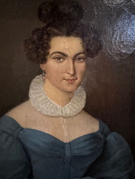 French School, 19th Century | Portrait of a woman in a blue dress ...