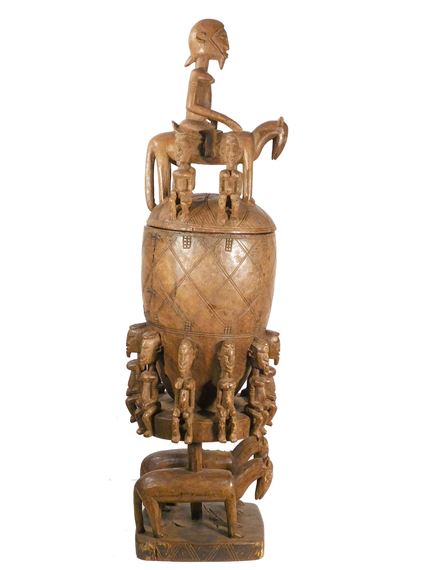 Dogon | African Tribal Ritual Vessel with Equestrian & Horses (Early ...