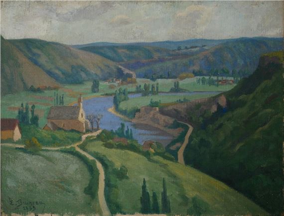 Émile Bruneau | Hilly landscape (1933) | MutualArt