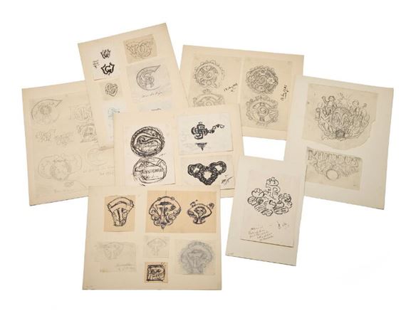 Thorvald Bindesbøll | A collection of sketches, including exlibris ...