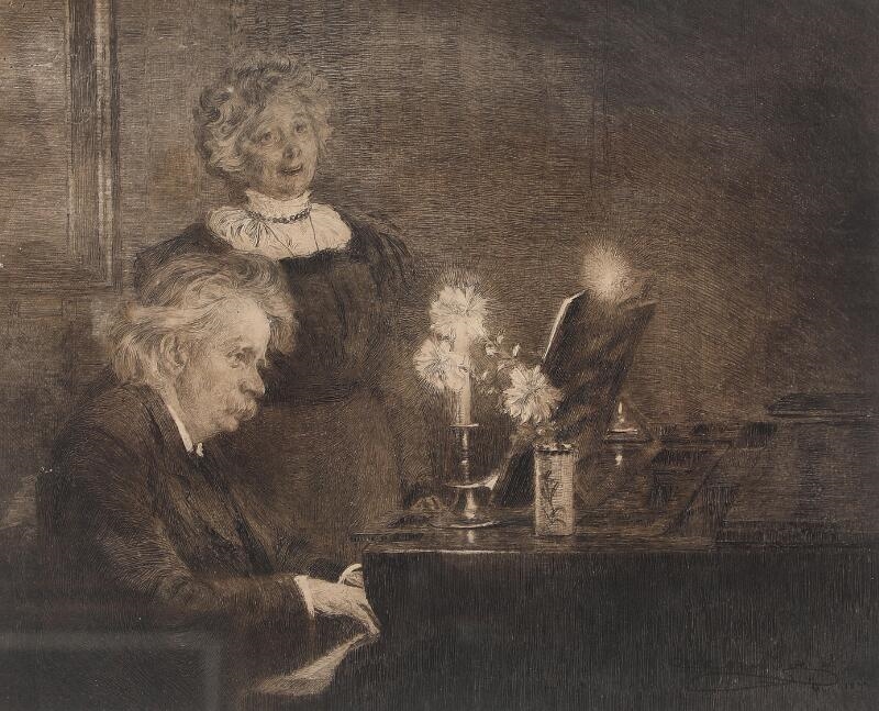 Peder Severin Krøyer | Edvard Grieg akkompagnerer fru Nina Griegs sang ...