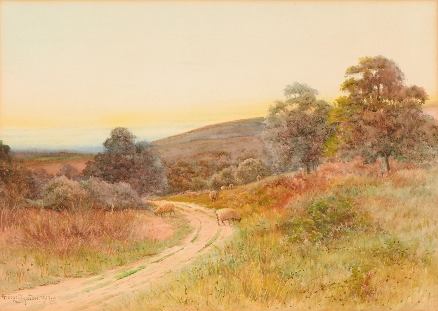 George Oyston | Country Lane; Grazing Sheep (1915) | MutualArt
