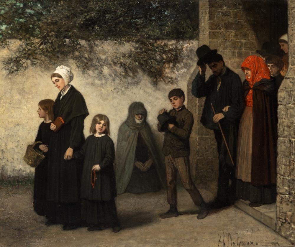 Charles Corneille Auguste de Groux | Leaving church | MutualArt