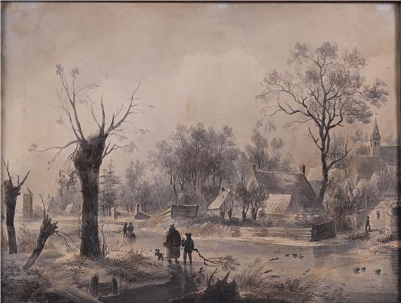Andreas Schelfhout | Winterlandschap met dorpsgezicht | MutualArt