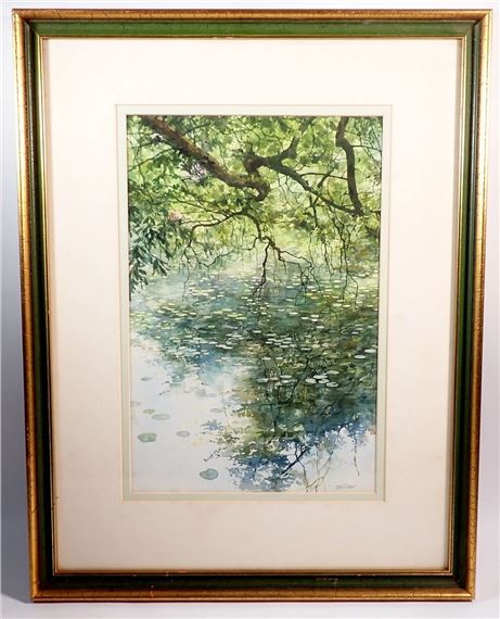 Jan Fisher | watercolour pond and trees | MutualArt