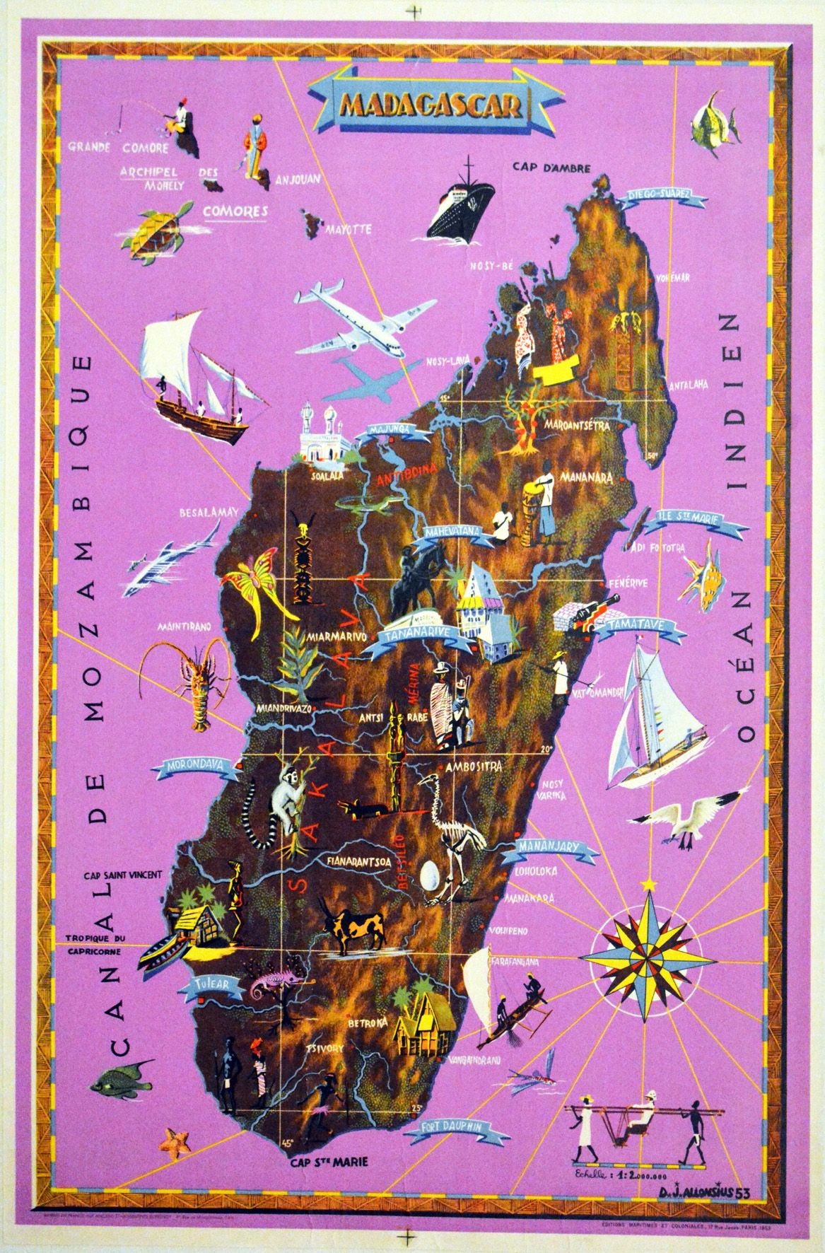 D.j. Allonsius | Madagascar Carte Illustrée (1968) | MutualArt