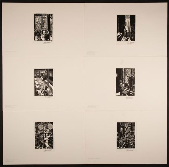 Frans Masereel | six woodcuts from the series 'De Stad (1920s) | MutualArt