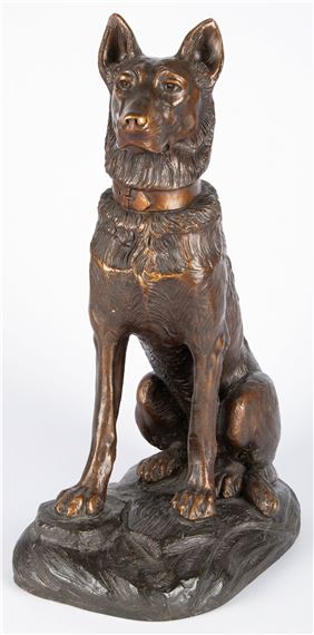 F. Foucher | Faux bronze model of a sitting alsation (20th Century ...