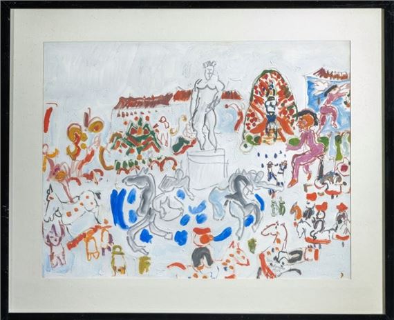 Armand Avril | Carnival near the fountain | MutualArt