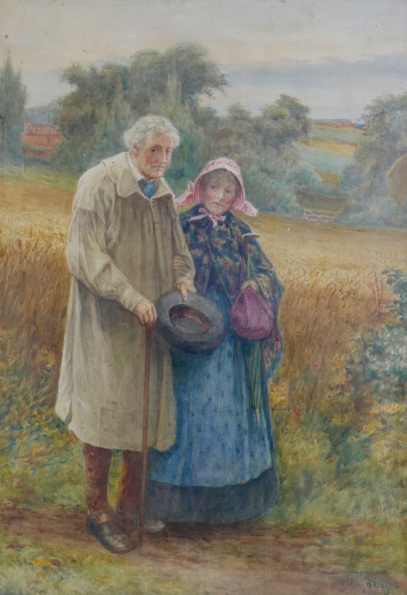 Alfred Walter Bayes | a Victorian couple, standing at the edge corn ...