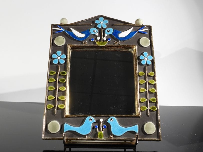 Mithé Espelt | Rectangular mirror with a glazed ceramic frame decorated ...