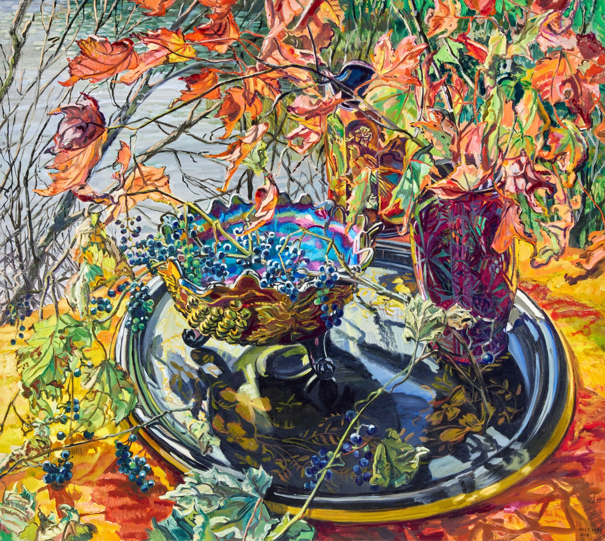 Janet Fish | Grapes and Autumn Leaves (2003) | MutualArt